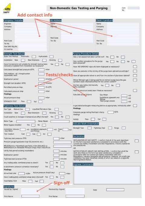 Non-Domestic Gas Testing And Purging Certificate – Free PDF Template ...
