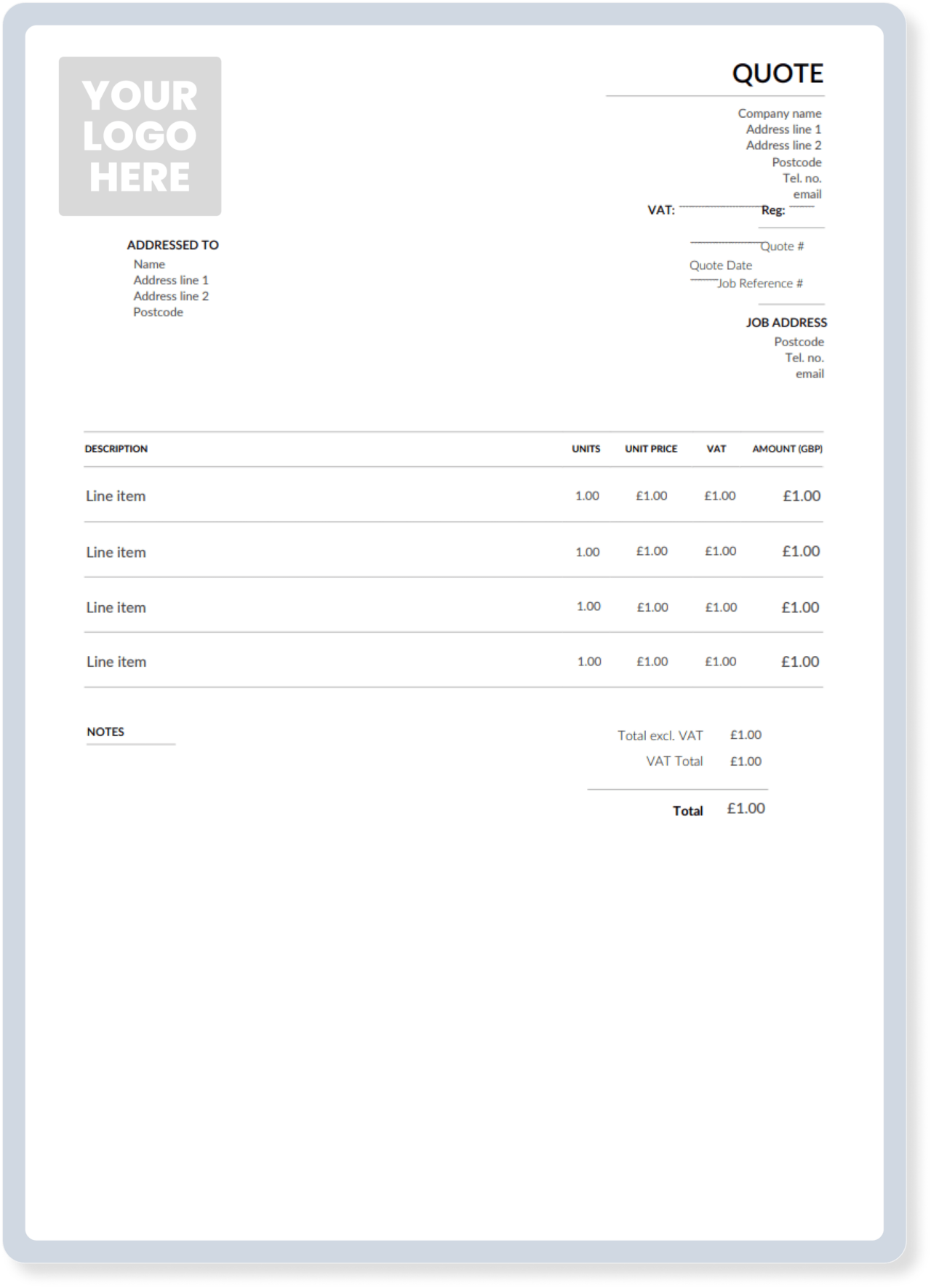 Free Heating & Plumbing Quote Template - Gas Engineer Software